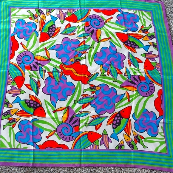 Accessories | Vintage Silk Scarf Sea Creatures | Poshmark